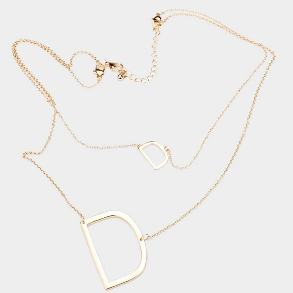 iFashionBox | Jewelry | Gold Monogram Big Initial Pendant Double D ...